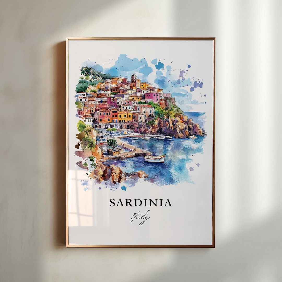 Sardinia Wall Art, Sardinia Italy Print, Sardinia Watercolor Art, Cagliari Italy Gift, Travel ...