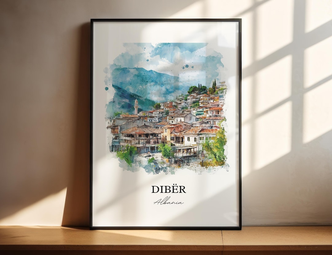 Dibër Albania Wall Art, Peshkopi Print, Albania Watercolor Art, Dibër ...