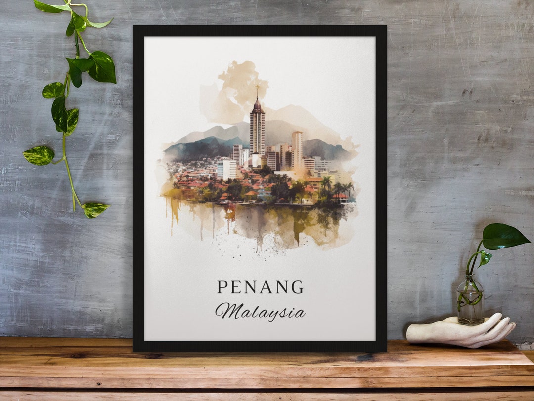 Penang Traditional Travel Art Malaysia, Penang Poster, Wedding Gift ...