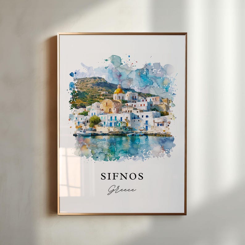 Sifnos Greece Wall Art, Sifnos Print, Sifnos Greece Watercolor Art ...