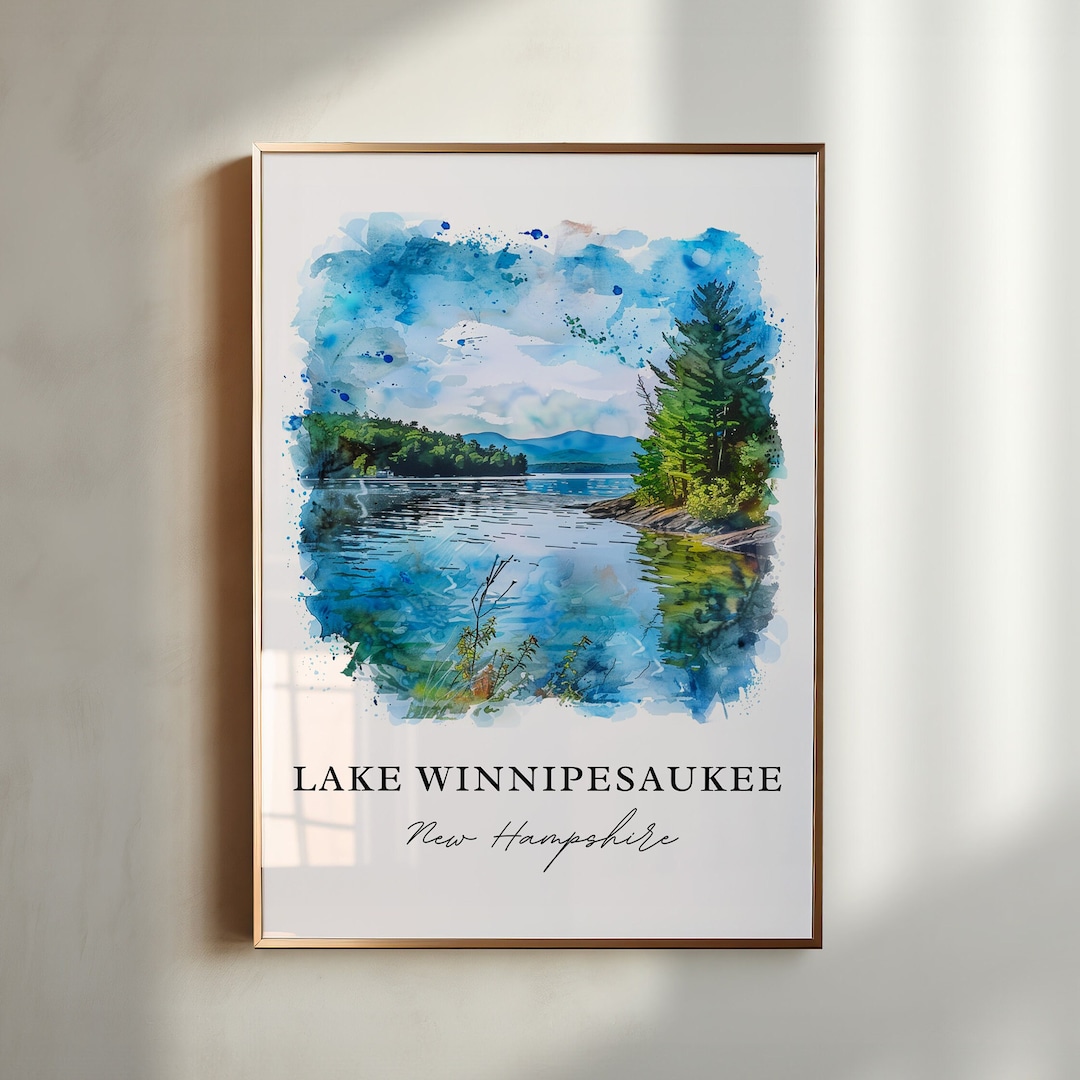 Lake Winnipesaukee Art, NH Prints, Winnipesaukee Lake Watercolor, Lake ...