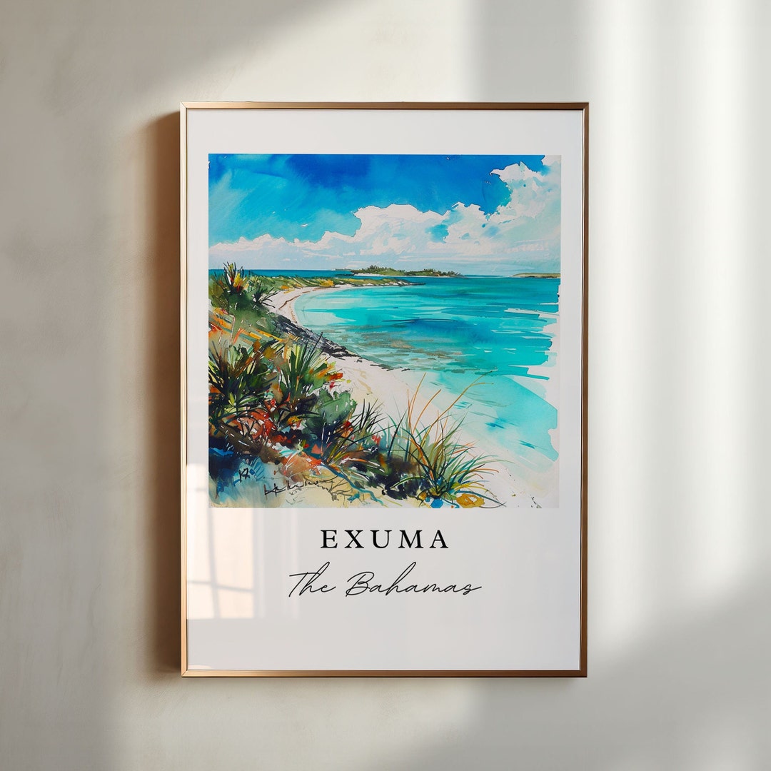 Exuma Bahamas Wall Art - the Bahamas, Exuma Print, Exuma Wedding Gift, Exuma Birthday Present ...
