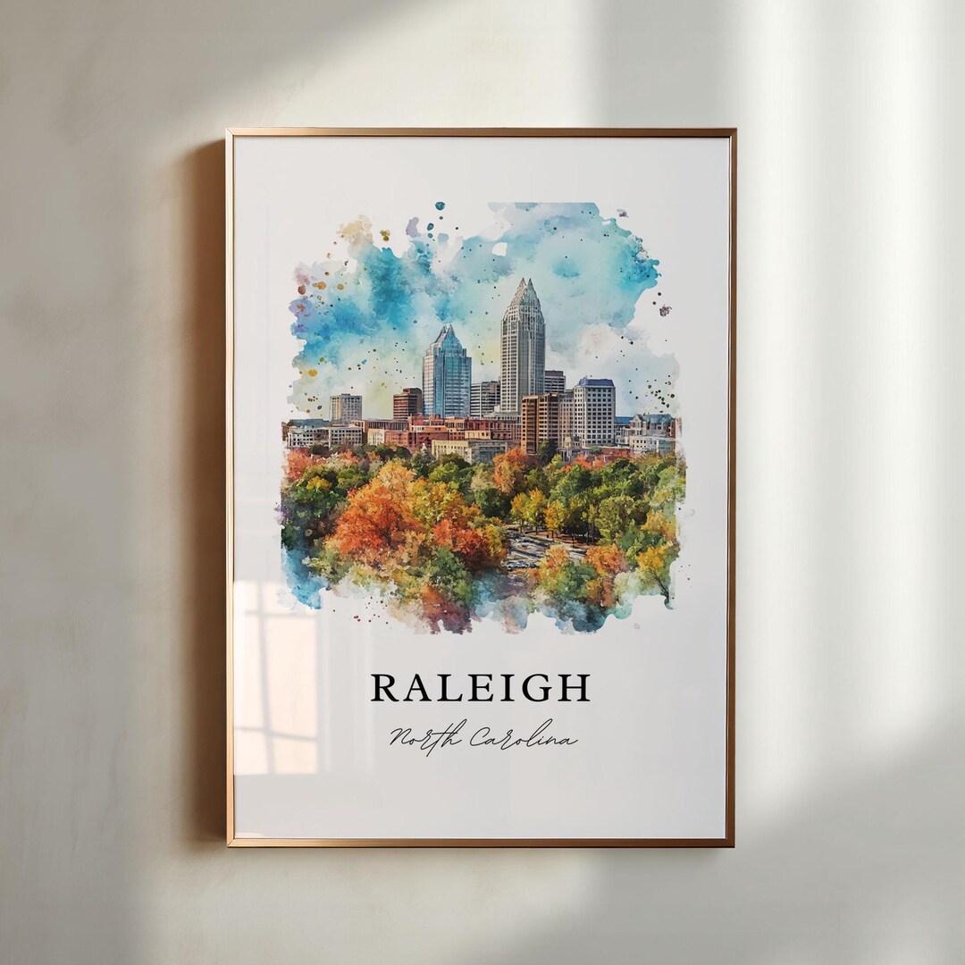 Raleigh NC Wall Art, Raleigh Print, Raleigh Watercolor Art, Raleigh ...