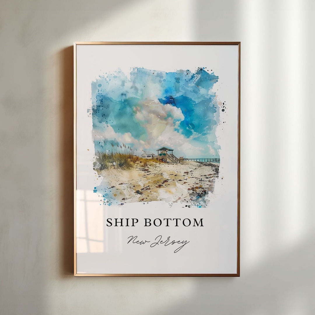 Ship Bottom LBI Art, Ship Bottom Print, LBI Watercolor Artwork, Long ...
