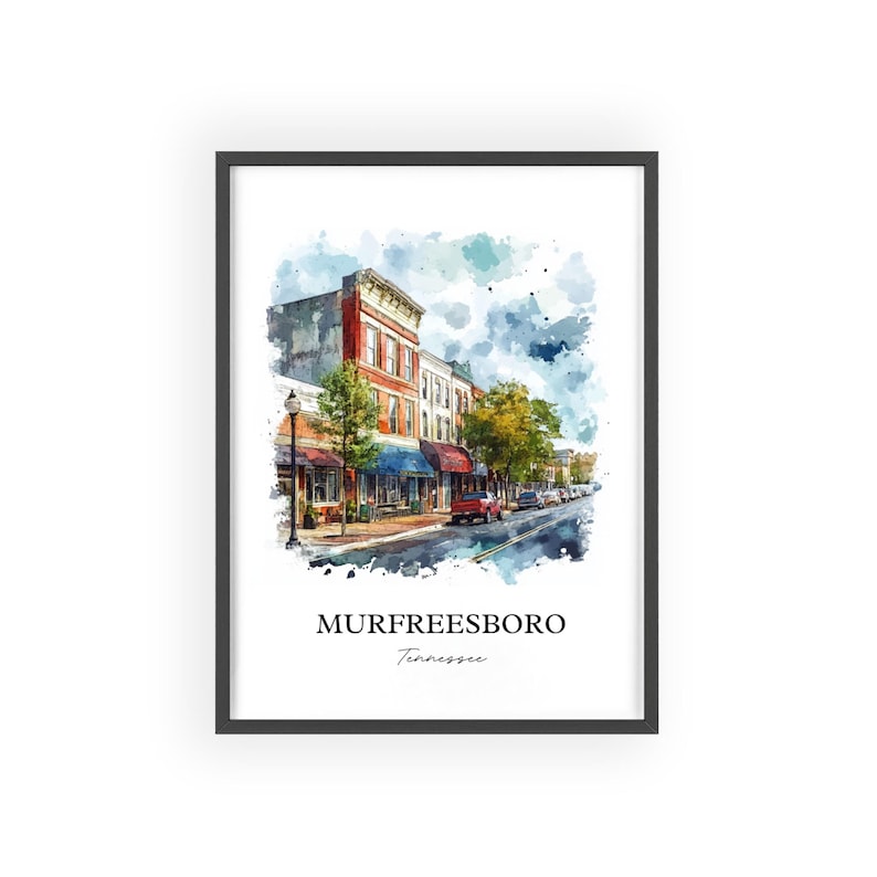 Murfreesboro TN Wall Art, Rutherford County Print, Tennessee Watercolor ...
