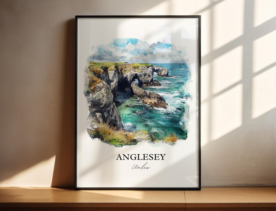 Anglesey Wall Art, Anglesey Wales Print, Wales Watercolor Art, Anglesey ...