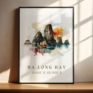 Halong Bay Poster - Vietnam Travel Art, Custom Text Available - Etsy