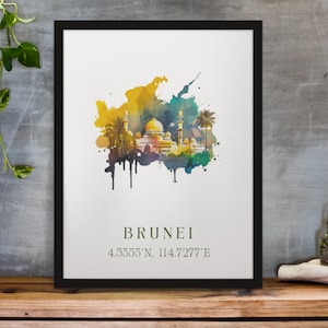 Brunei Wall Art - Brunei Art, Brunei Poster, Brunei Asia Wedding Gift ...