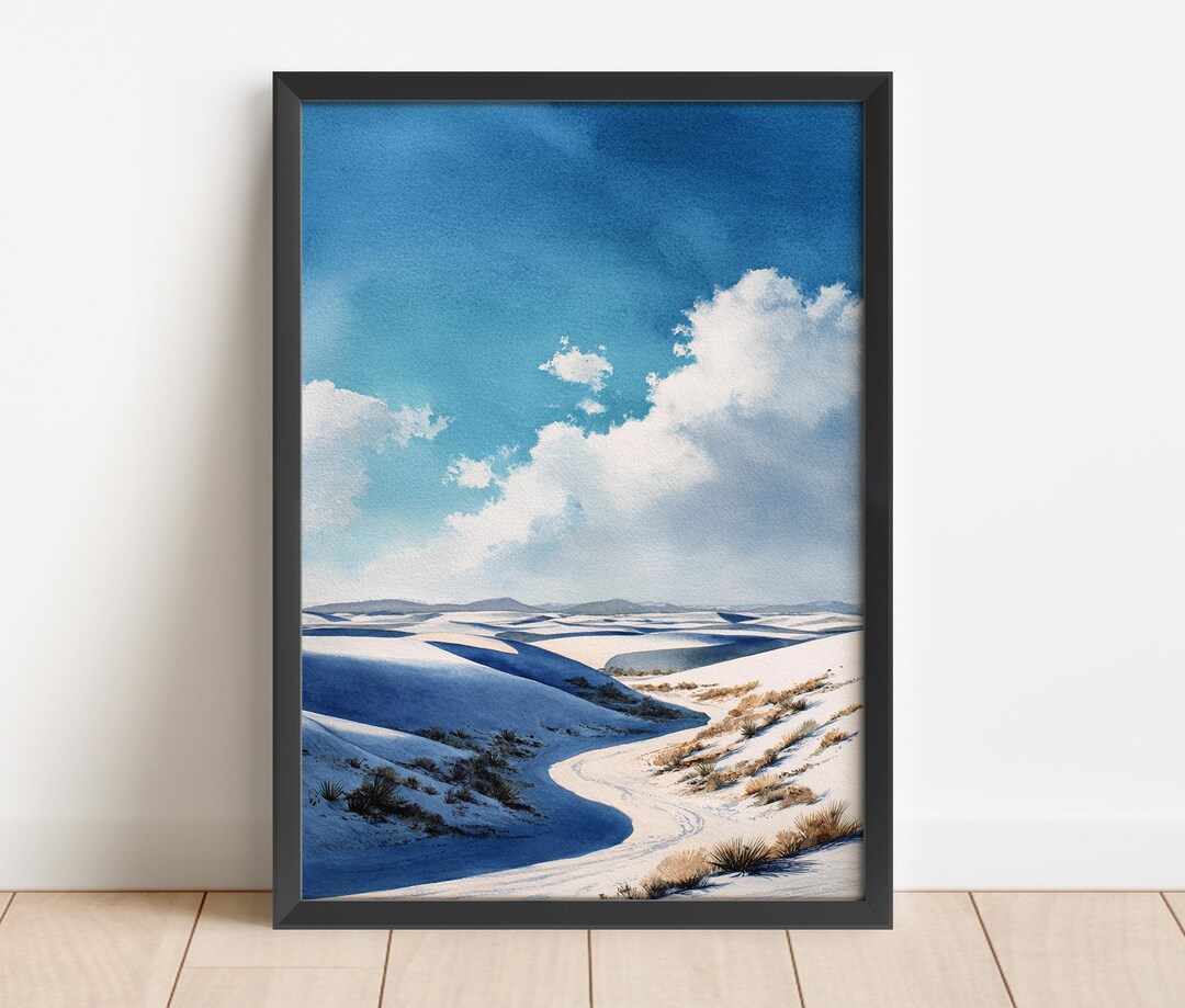 White Sands NM Watercolor Art White Sands Travel Print White Sands New ...