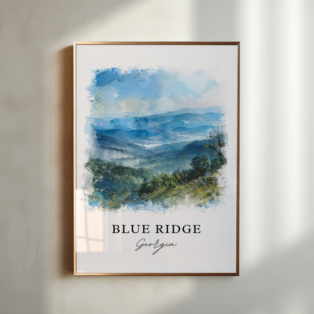 Blue Ridge Georgia Wall Art, Blue Ridge Print, Blue Ridge GA Watercolor ...