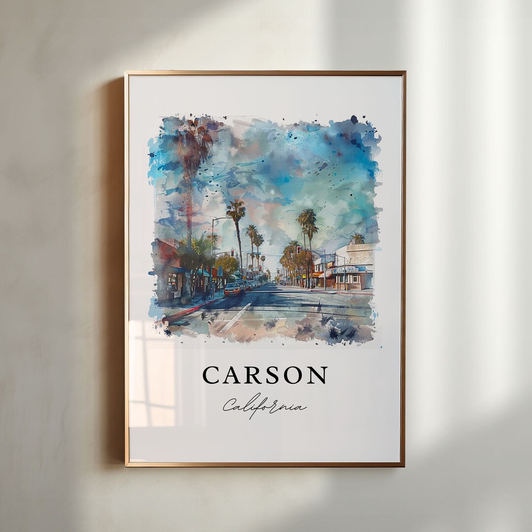 Carson California Wall Art, Carson Print, Los Angeles Watercolor Art ...