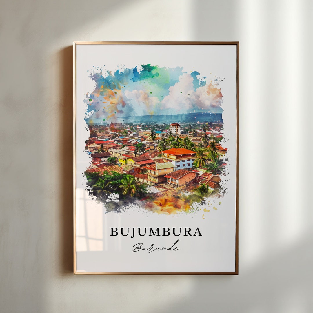Bujumbura Wall Art, Bujumbura Print, Burundi Watercolor, Bujumbura ...