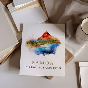 Samoa Travel Art - Samoa Poster Print With Coordinates, Wedding Gift ...