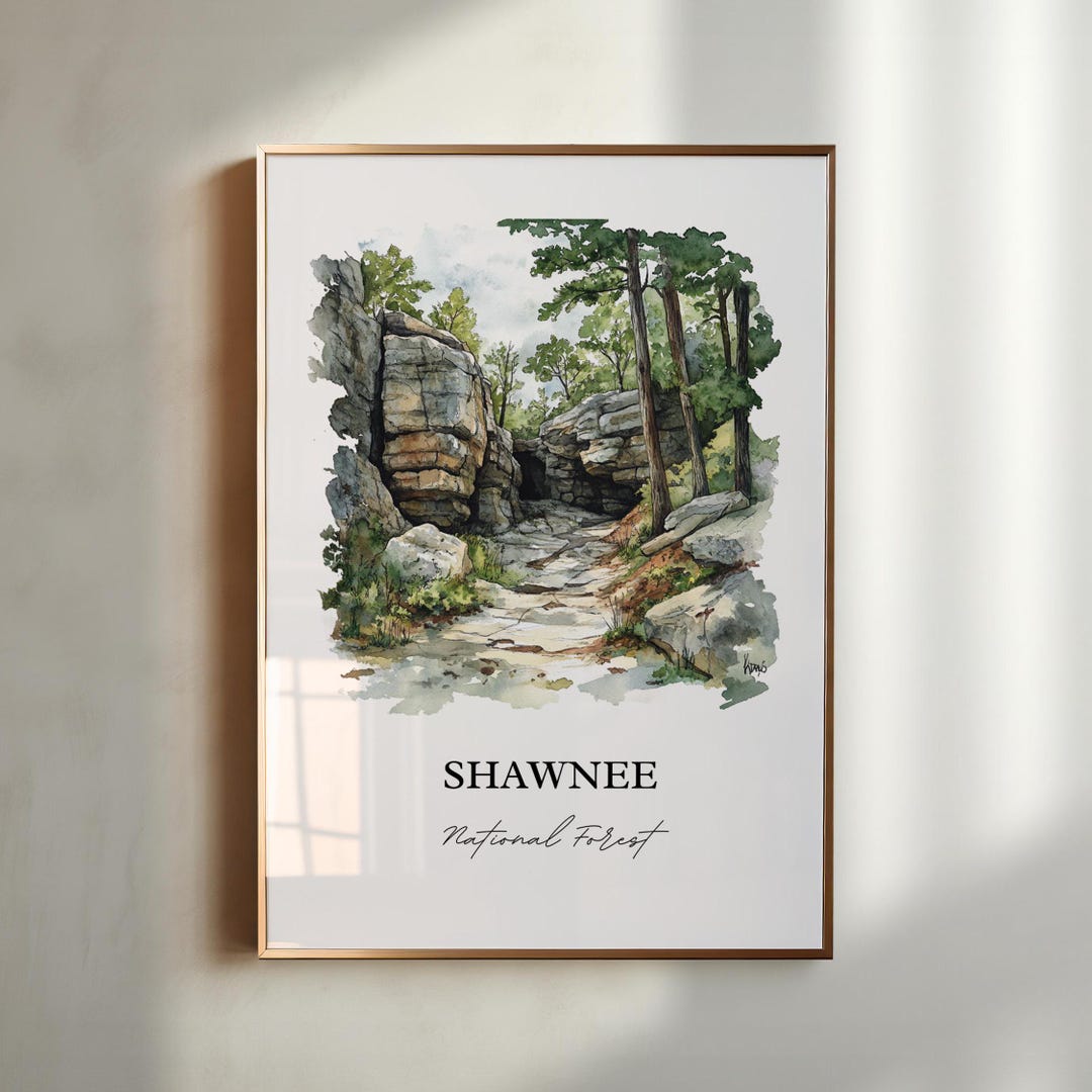 Shawnee National Forest Wall Art, Herod IL Print, Illinois Watercolor ...