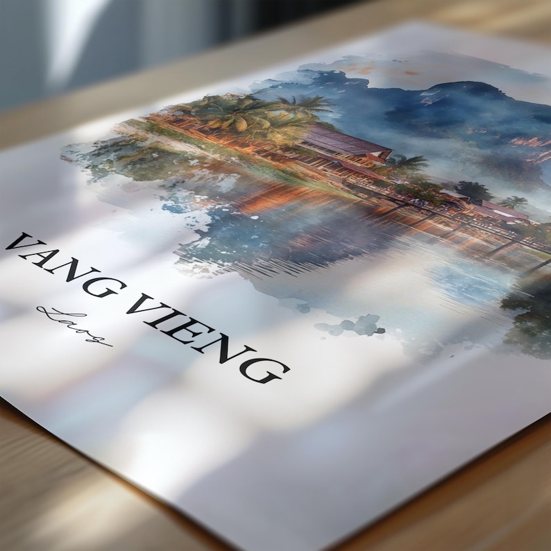Vang Vieng Wall Art, Vientiane Print, Laos Watercolor Art, Vang Vieng ...