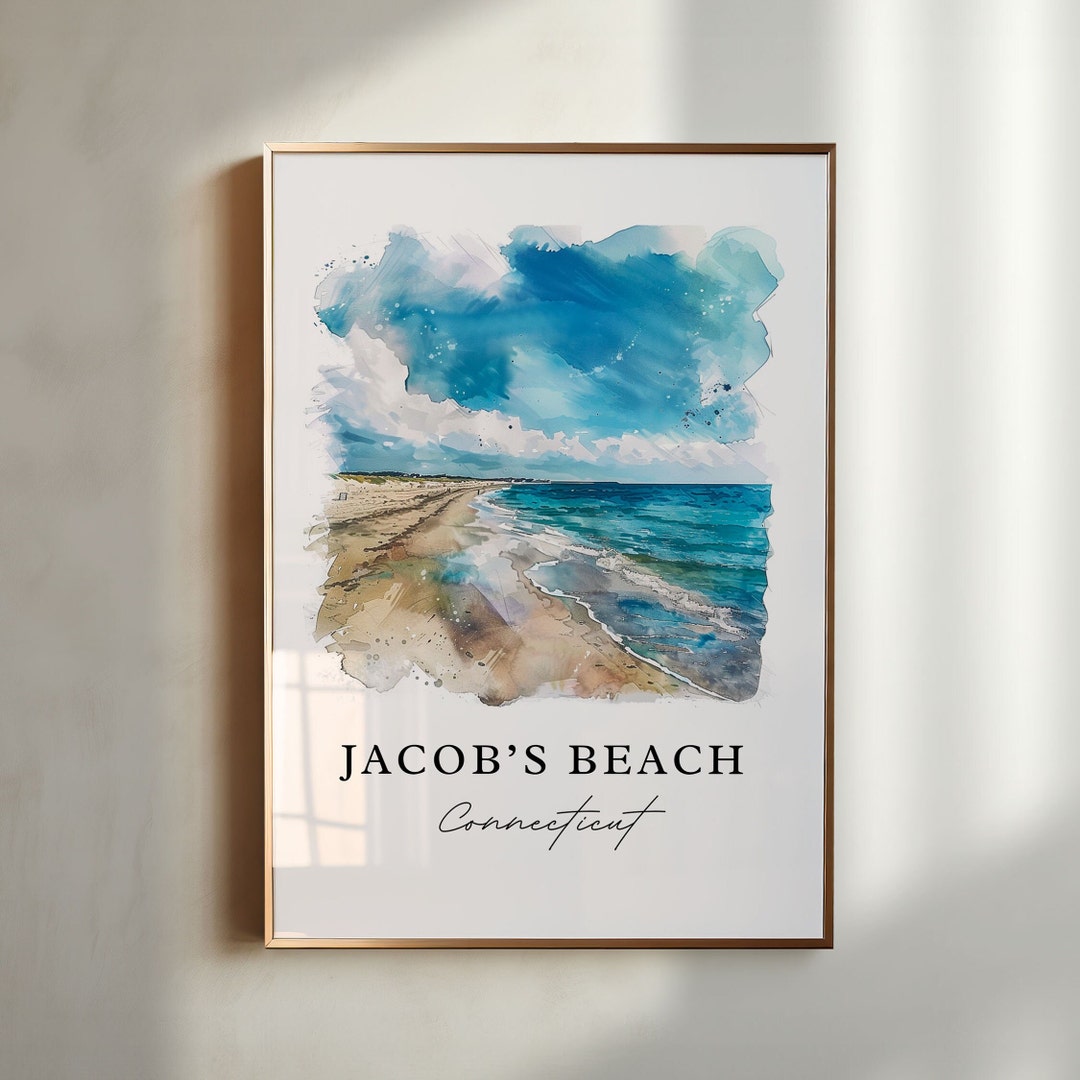 Jacob's Beach CT Wall Art, Jacob's Beach Print, Guilford CT Watercolor ...