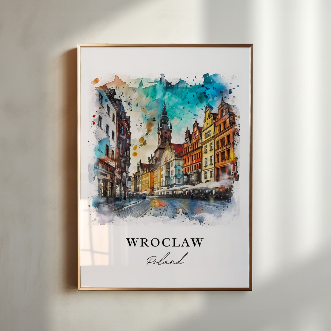 Wroclaw Wall Art, Wroclaw Poland Print, Wroclaw Watercolor, Oder River ...