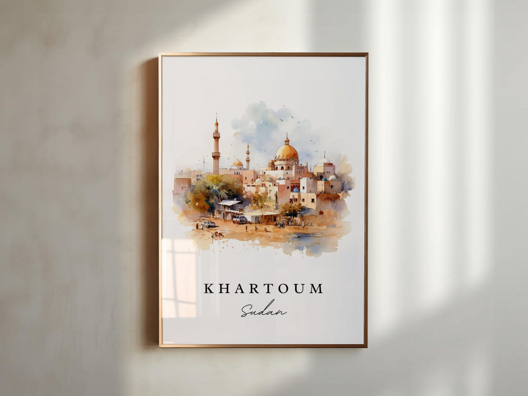 Khartoum Sudan Wall Art, Khartoum Print, Sudan Watercolor Art, Khartoum ...