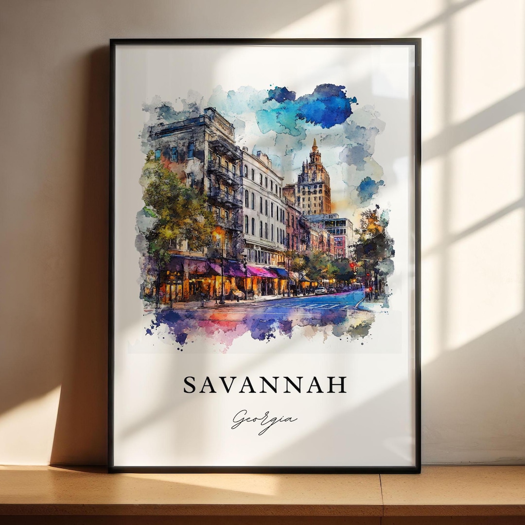 Savannah Georgia Wall Art, Savannah Print, Savannah GA Watercolor Art ...