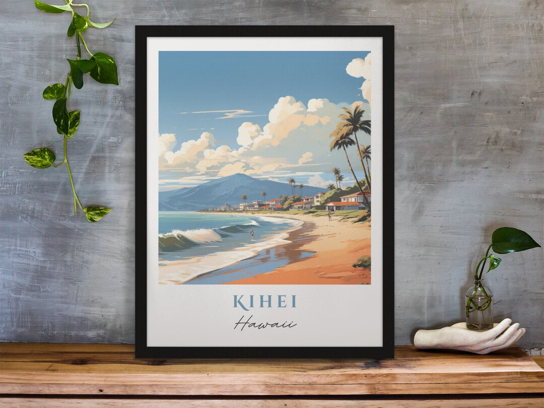 Kihei Traditional Travel Art Hawaii, Kihei Poster, Wedding Gift ...