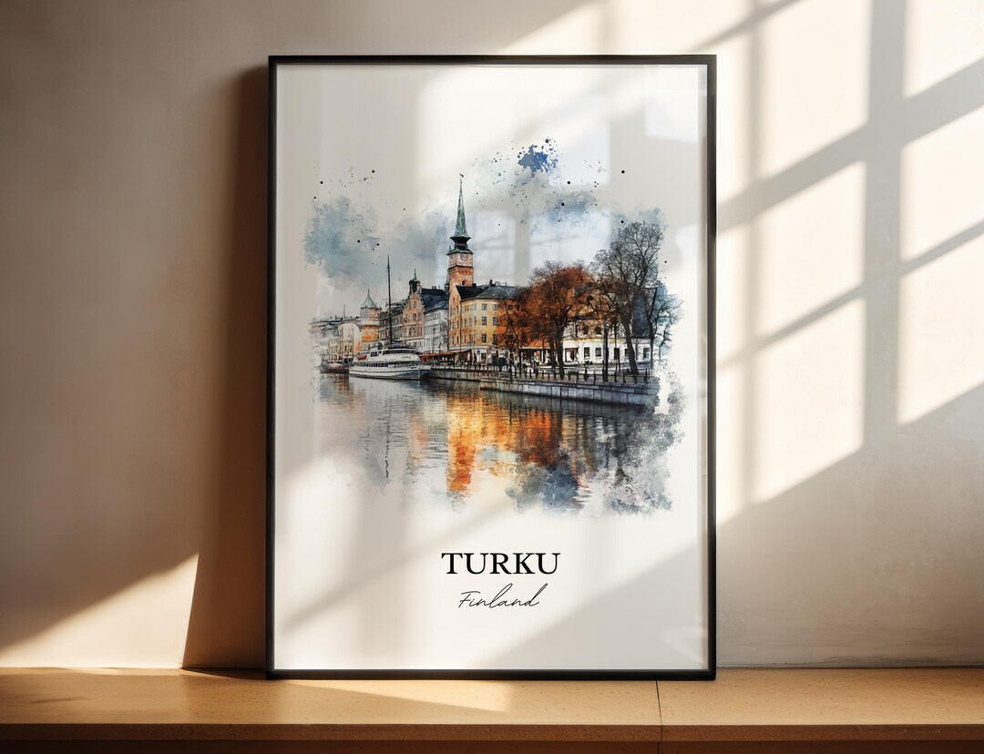 Turku Wall Art, Turku Print, Finland Watercolor Art, Turku Finland Gift ...