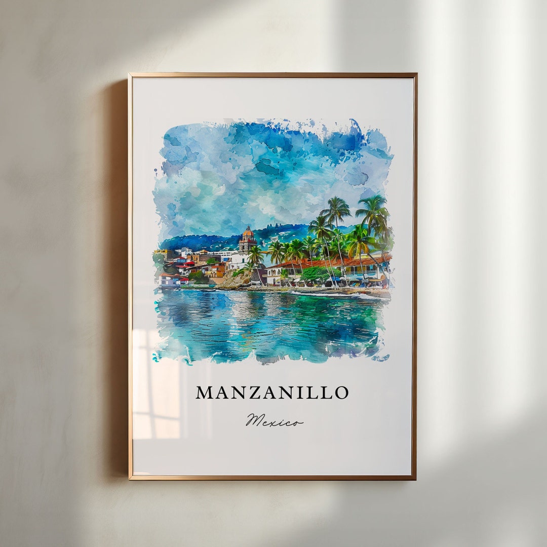 Manzanillo Mexico Wall Art, Colima MX Print, Manzanillo Watercolor Art ...