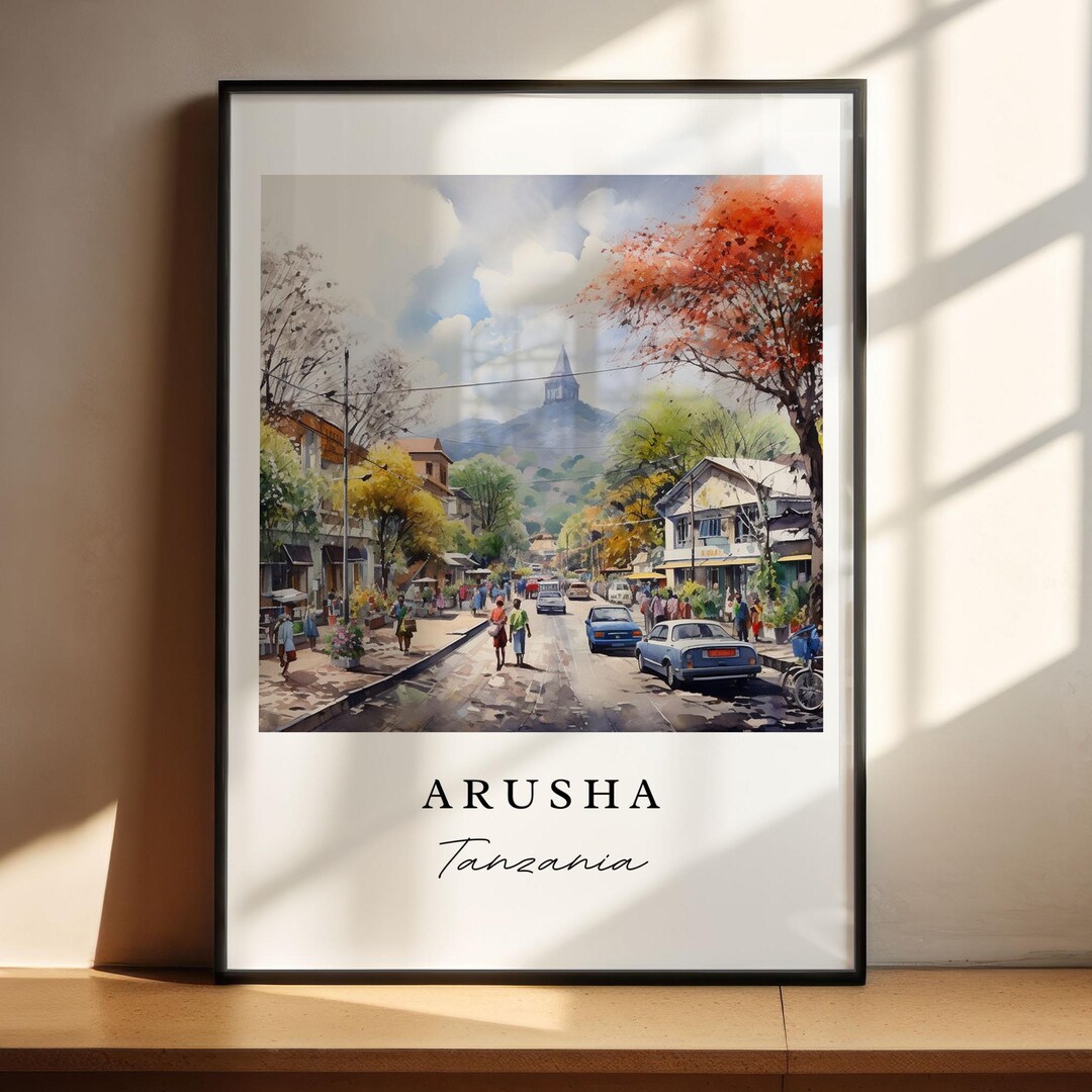 Arusha Traditional Travel Art - Tanzania, Arusha Poster, Wedding Gift ...