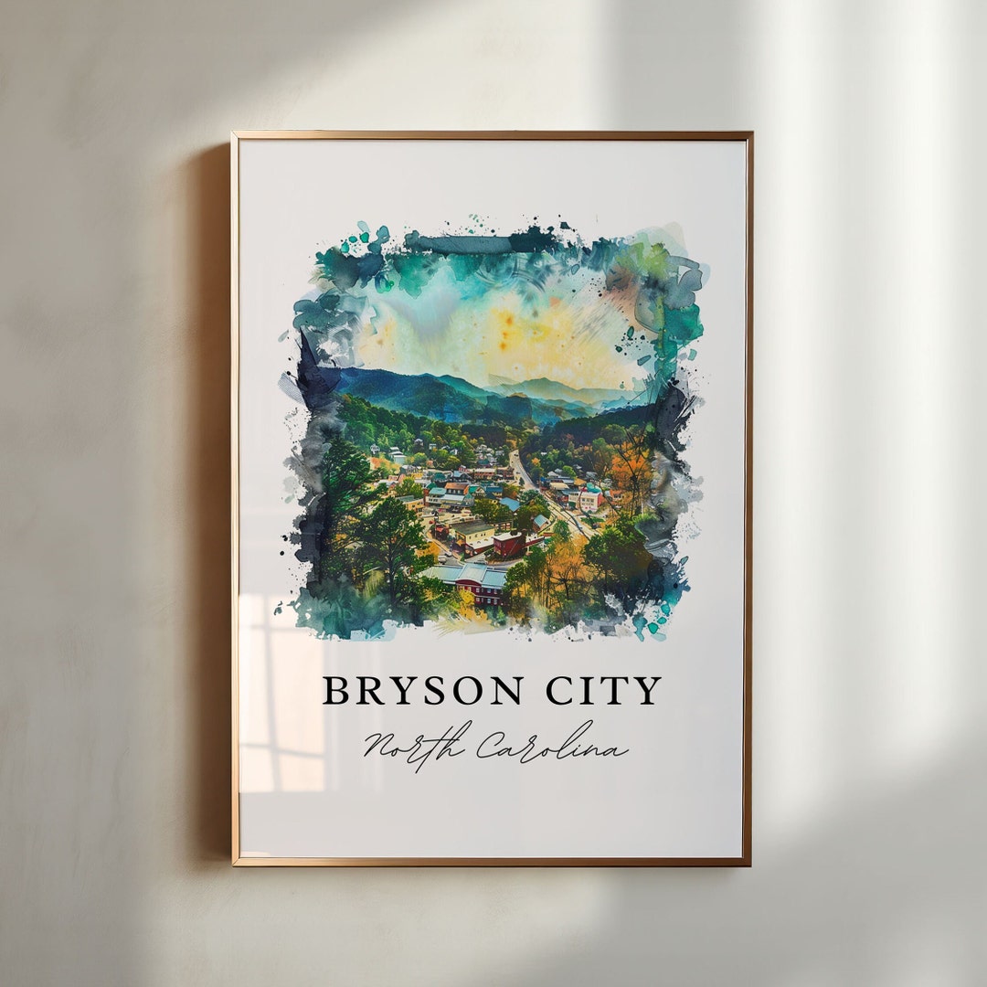 Bryson City NC Wall Art, Bryson City Print, Bryson City Watercolor ...