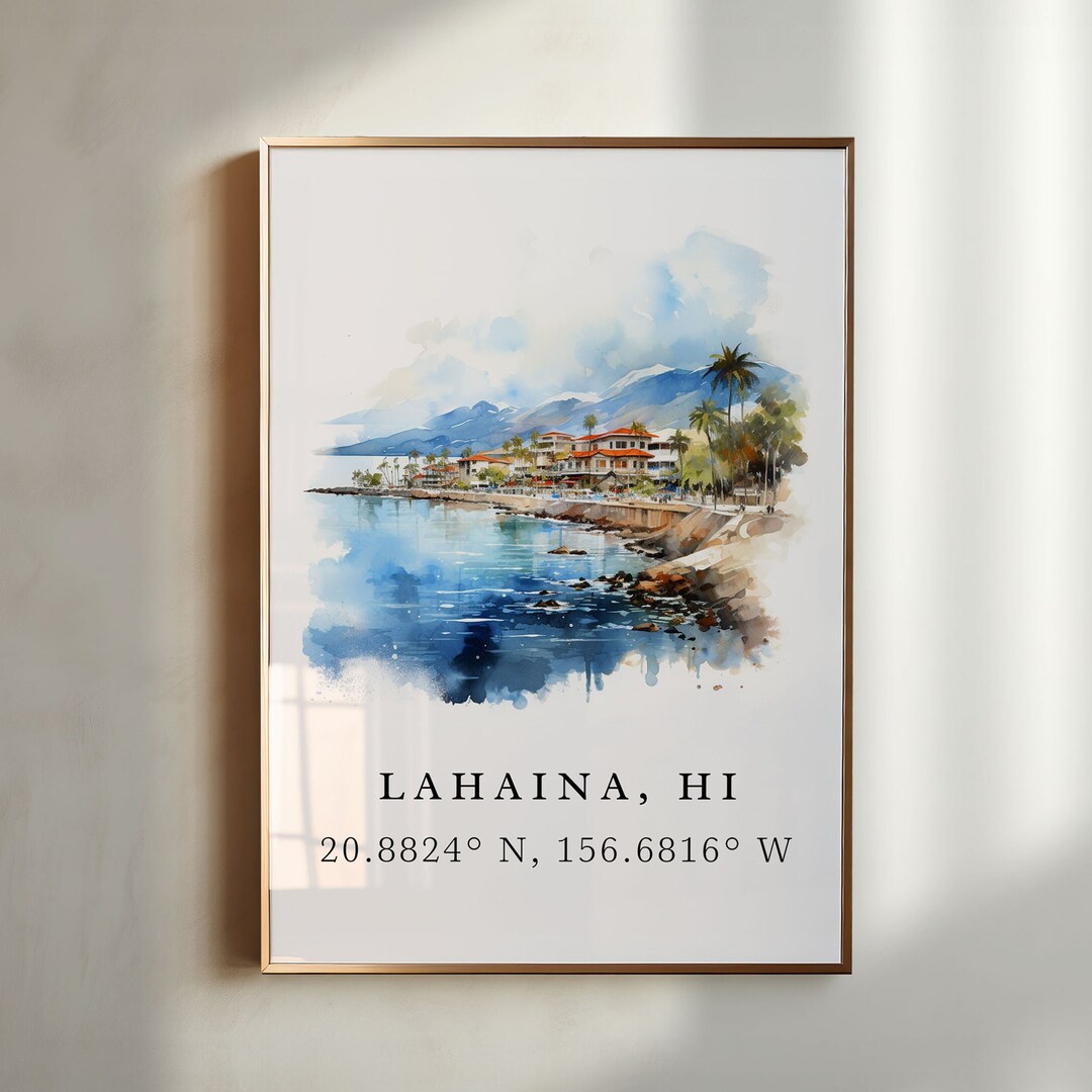 Lahaina Traditional Travel Art - Maui, Lahaina Hawaii Poster, Wedding ...