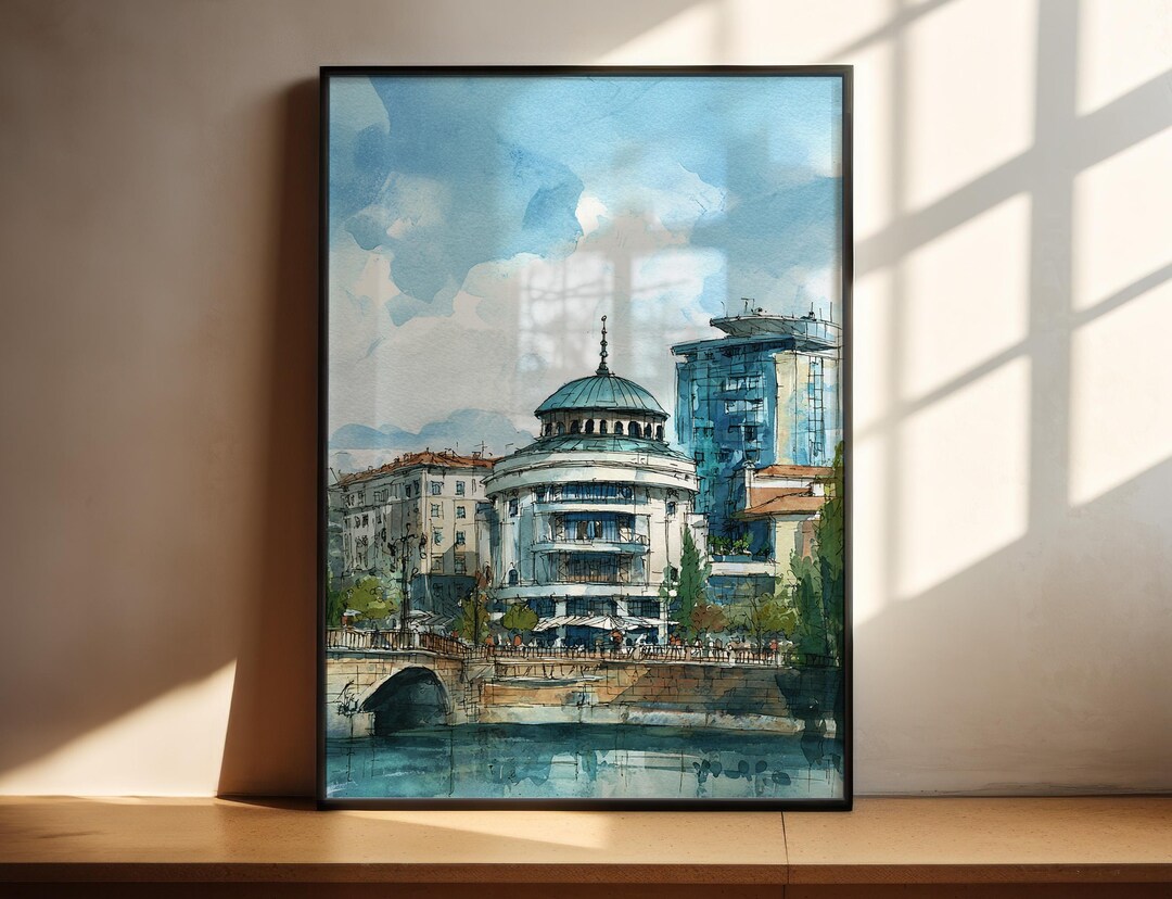 Skopje Watercolor Art Skopje Travel Print Macedonia Artwork Skopje City ...