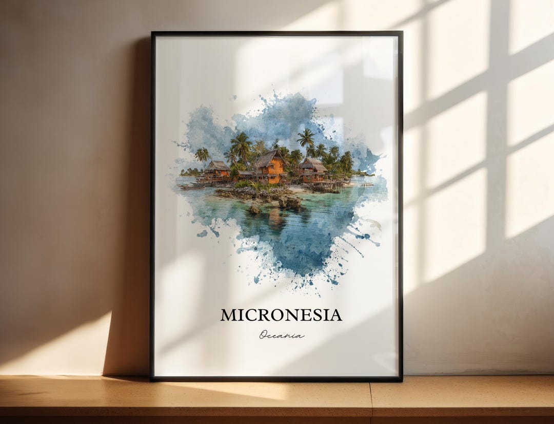 Micronesia Wall Art, Micronesia Print, Micronesia Watercolor Art ...