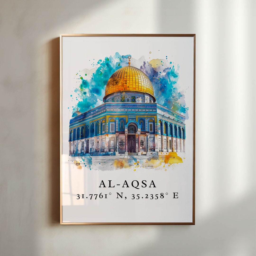 Al-aqsa Mosque At, Palestine Print, Qibli Mosque Wall Art, Jerusalem ...