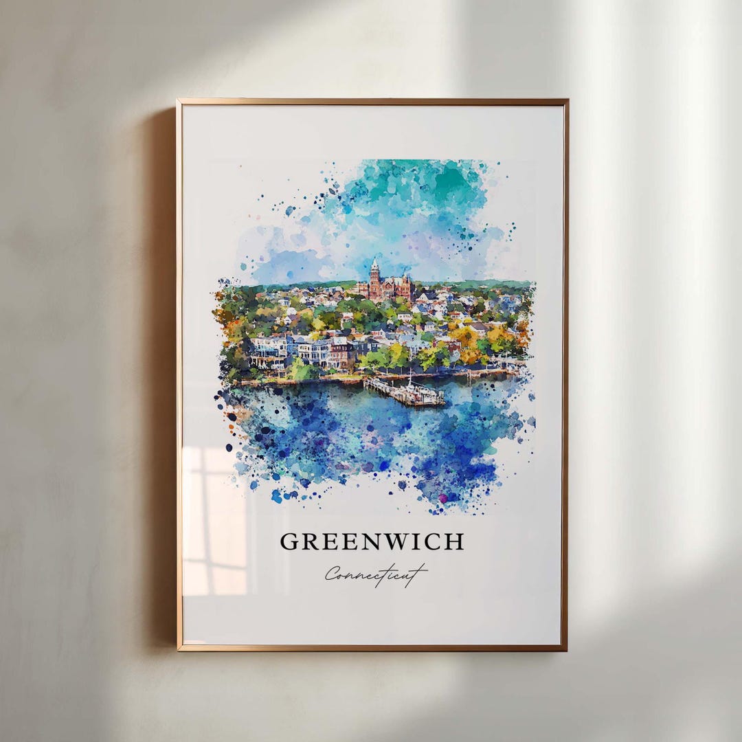 Greenwich CT Wall Art, Greenwich Print, Greenwich Watercolor Art ...
