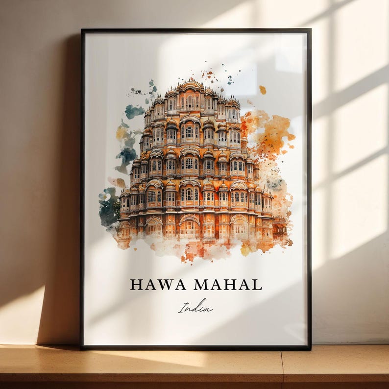 Hawa Mahal Wall Art, Jaipur Print, Rajasthan Watercolor Art, Hawa Mahal ...