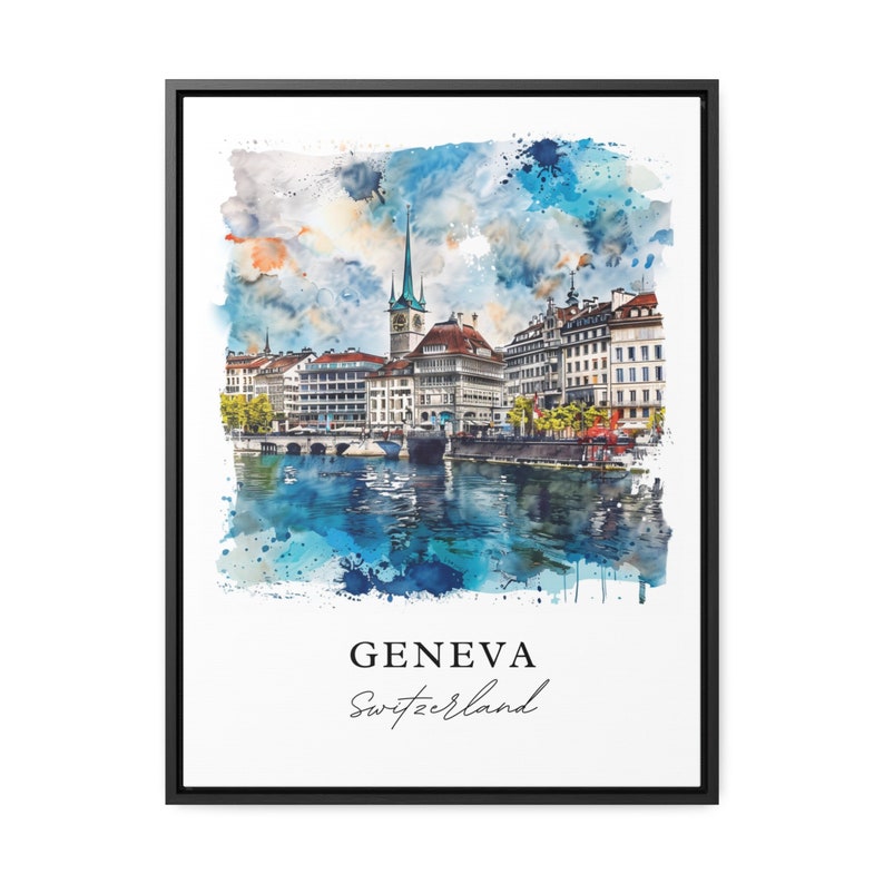 Geneva Wall Art, Geneva Switzerland Print, Geneva Watercolor, Geneva ...