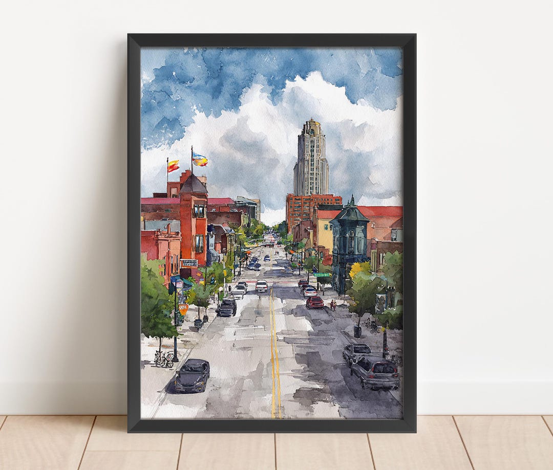 Lincoln NE Watercolor Art Lincoln Travel Print Nebraska Artwork Lincoln ...