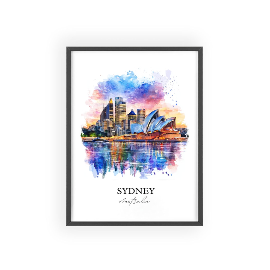 Sydney Wall Art, Sydney Skyline Print, Australia Watercolor Art, Sydney ...
