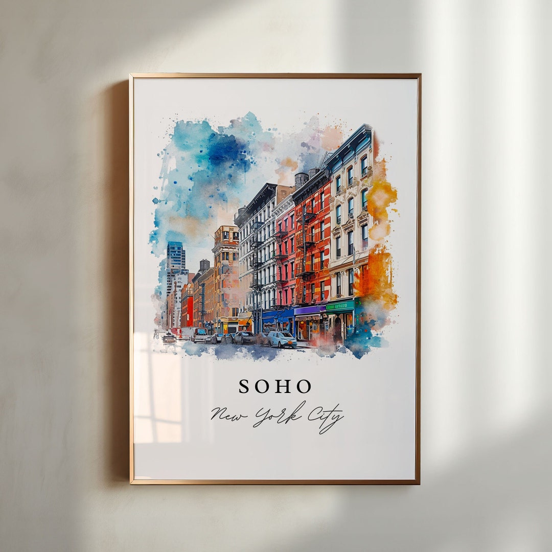 Soho NYC Watercolor Art Print – Manhattan Travel Poster - Etsy