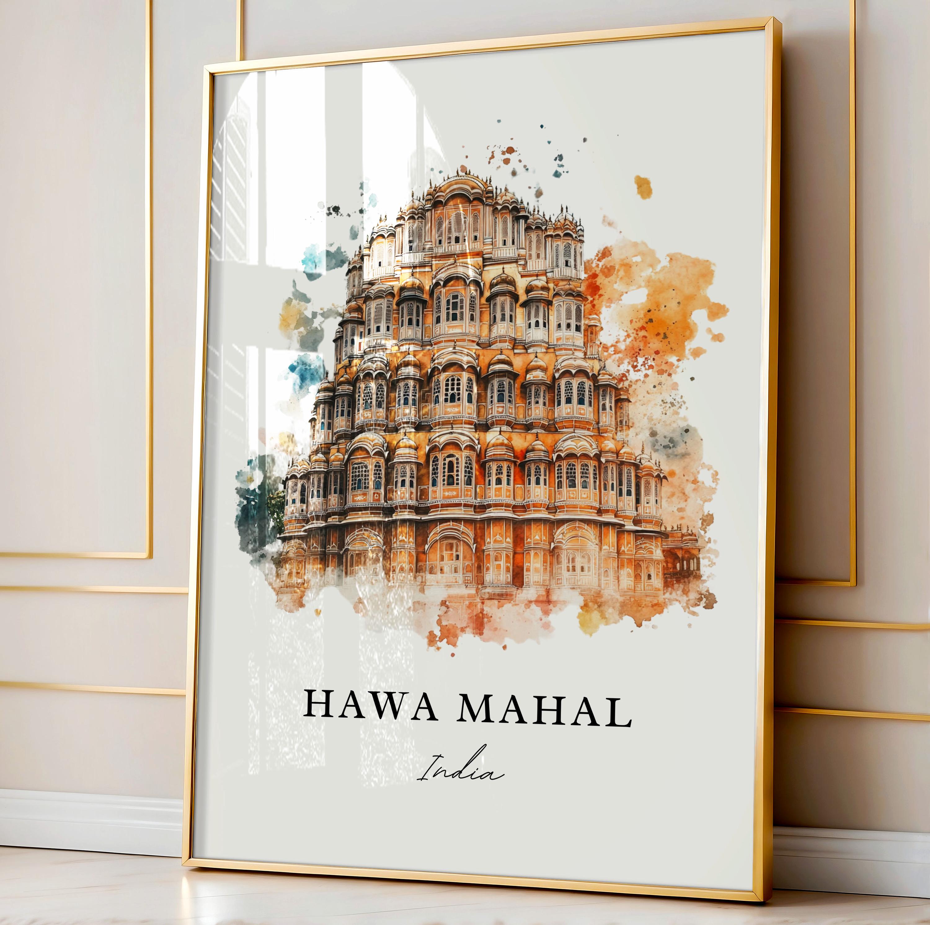 Hawa Mahal Wall Art, Jaipur Print, Rajasthan Watercolor Art, Hawa Mahal ...