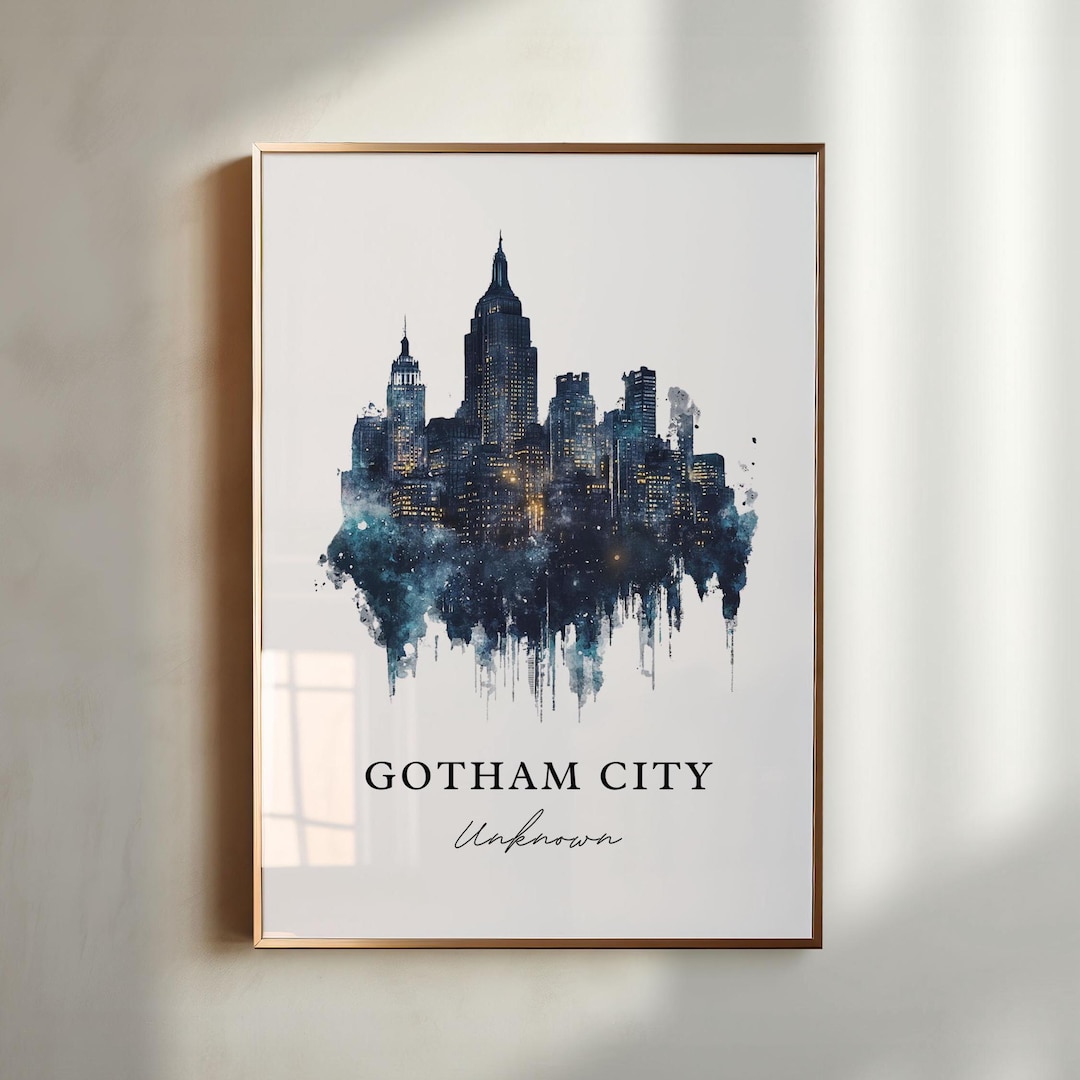 Gotham City Travel Print, Gotham City Poster Wall Art, New York ...