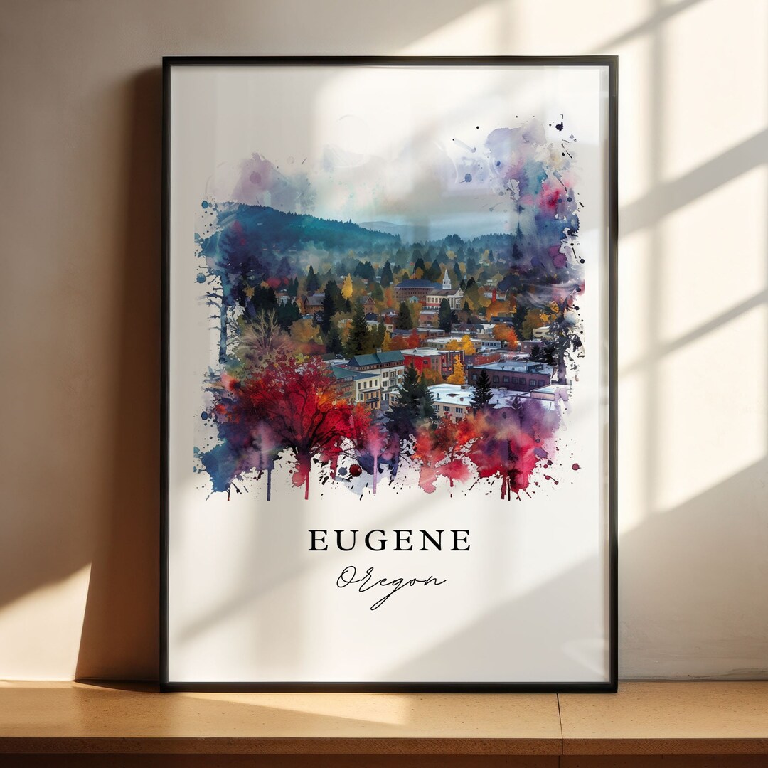 Eugene Art Print, Oregon Print, Eugene Wall Art, Eugene Oregon Gift ...