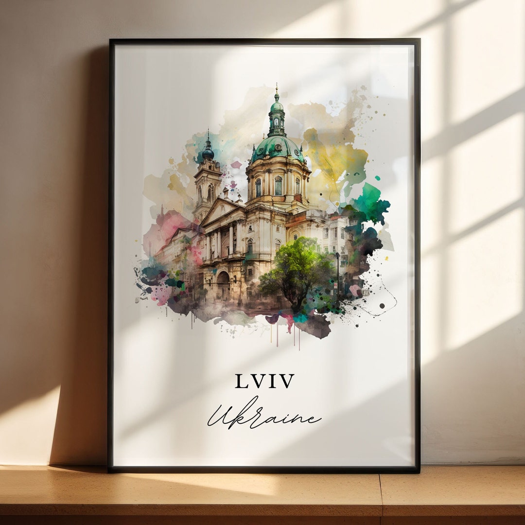 Lviv Traditional Travel Art - Ukraine, Lviv Poster, Wedding Gift ...