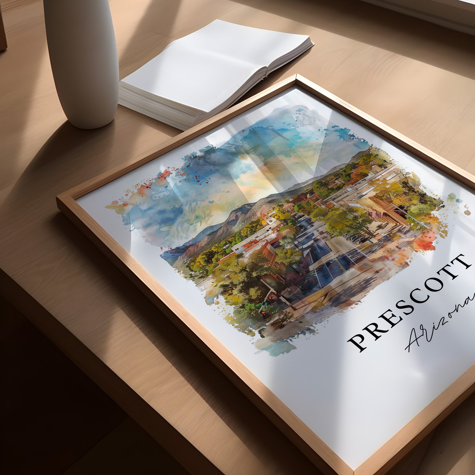 Prescott Arizona Wall Art, Prescott Print, Prescott AZ Watercolor ...