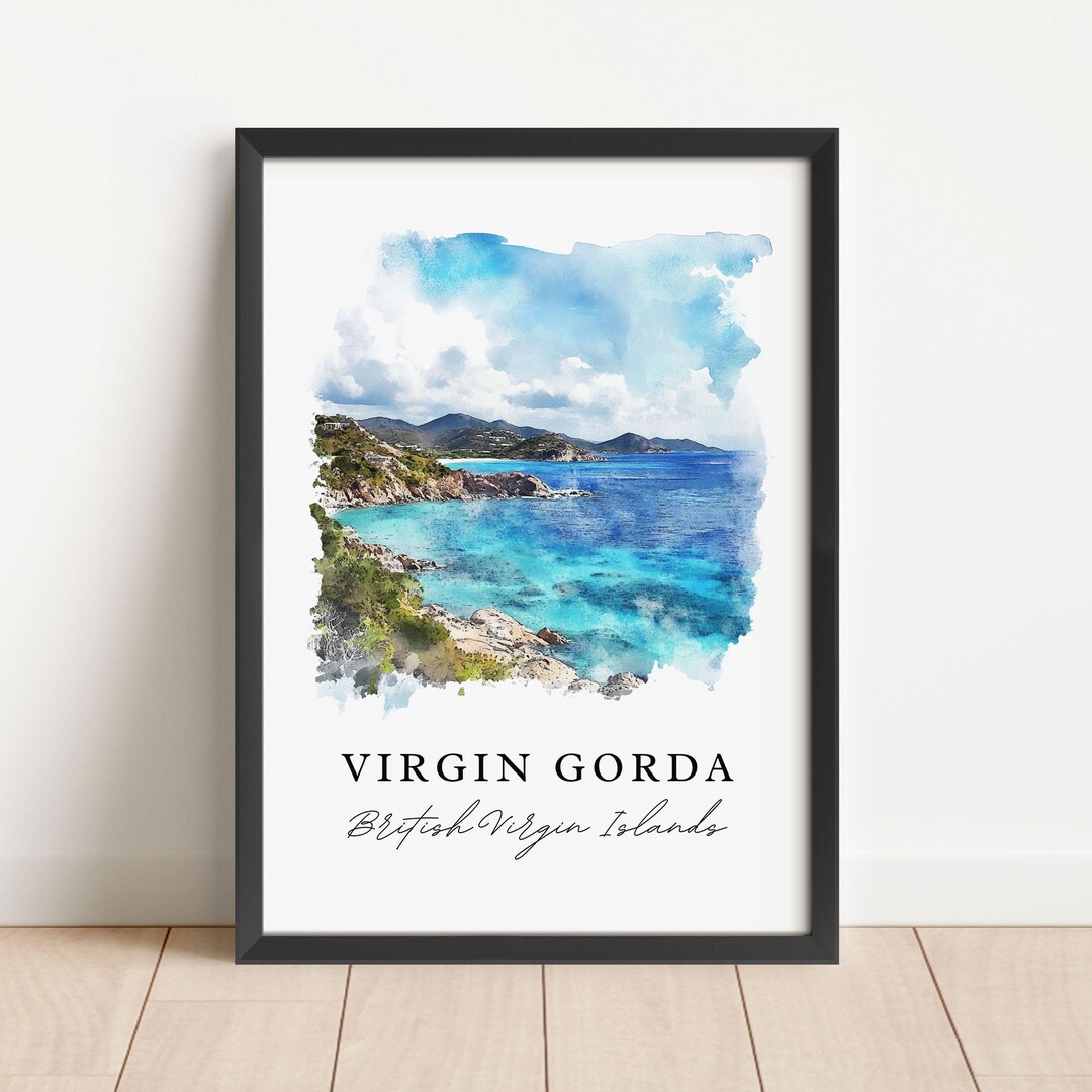 Virgin Gorda BVI Wall Art, Virgin Gorda Print, Virgin Gorda Watercolor ...