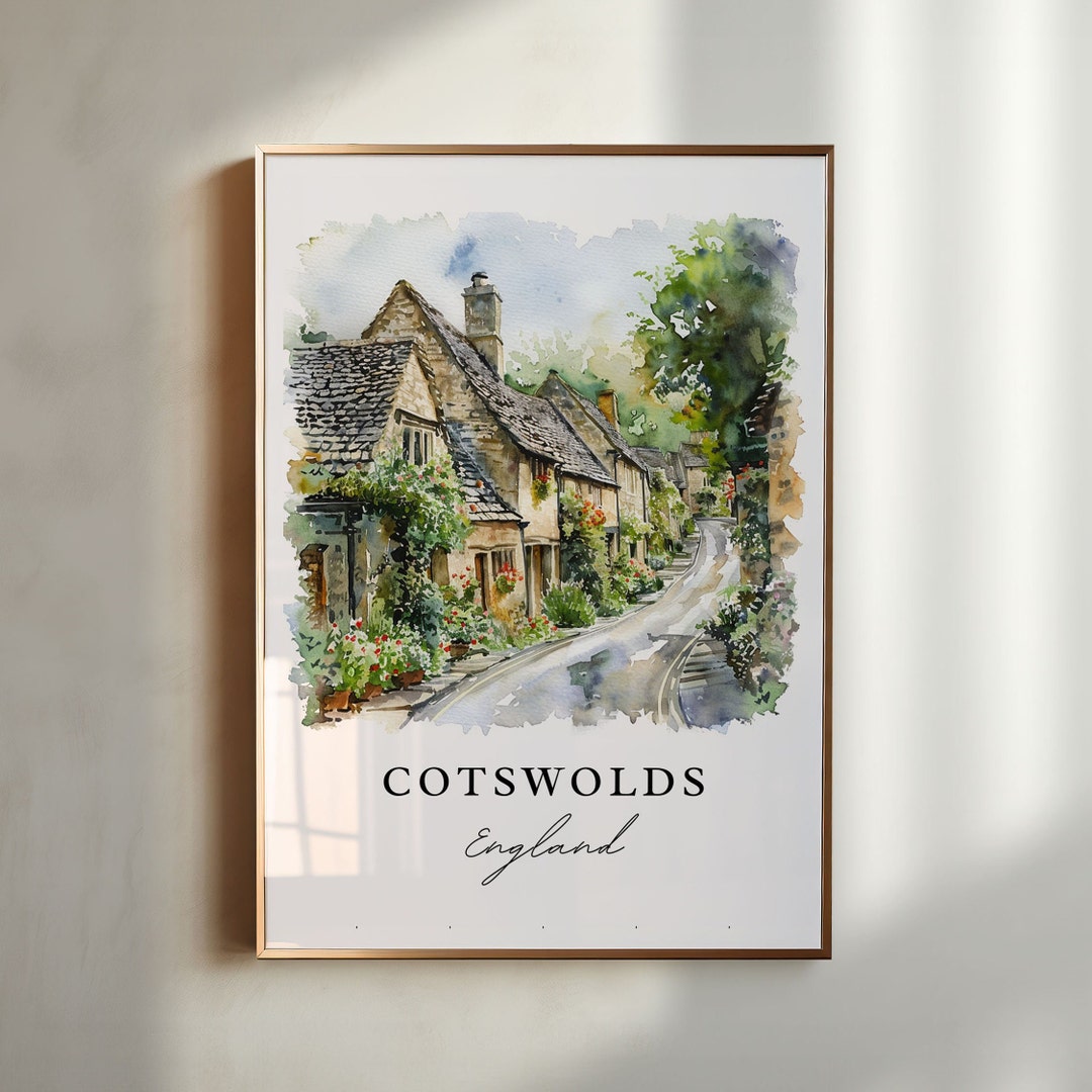 Cotswolds England Wall Art, Cotswolds Print, Cotswolds Watercolor ...