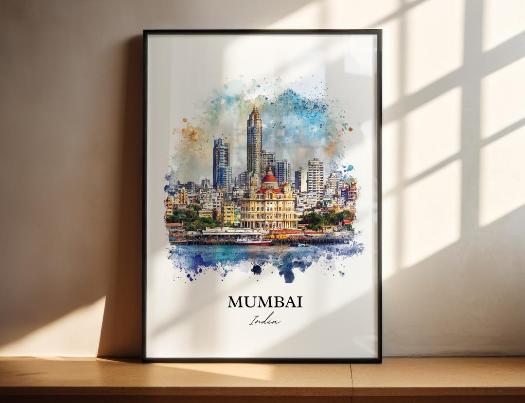 Mumbai Wall Art, Mumbai Skyline Print, India Watercolor Art, Mumbai ...