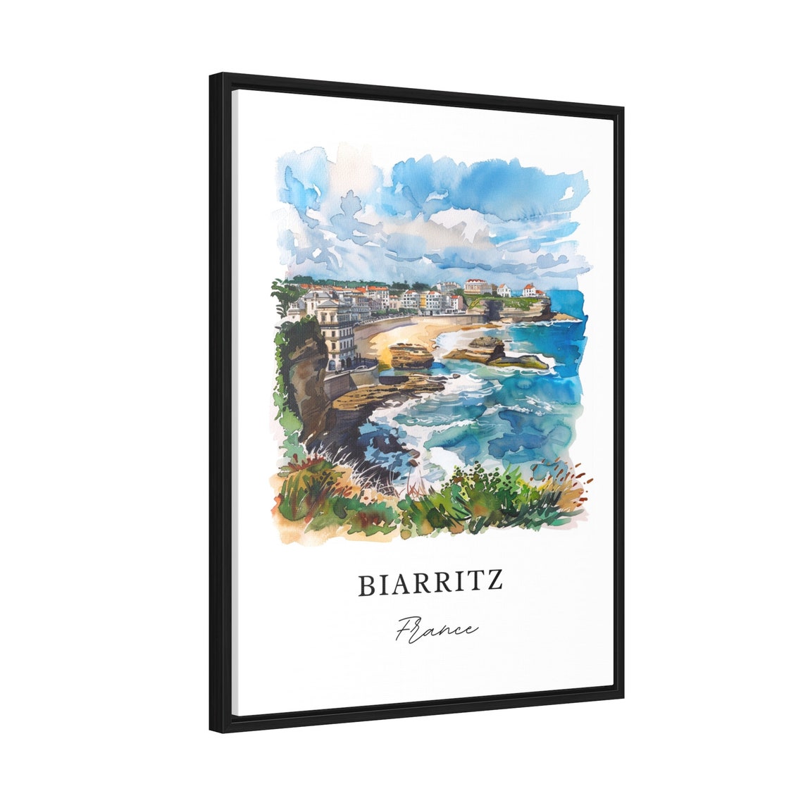Biarritz Wall Art, Biarritz France Print, Basque Coast Watercolor Art ...