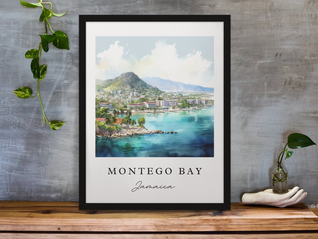 Montego Bay Traditional Travel Art Jamaica, Montego Bay Poster, Wedding ...