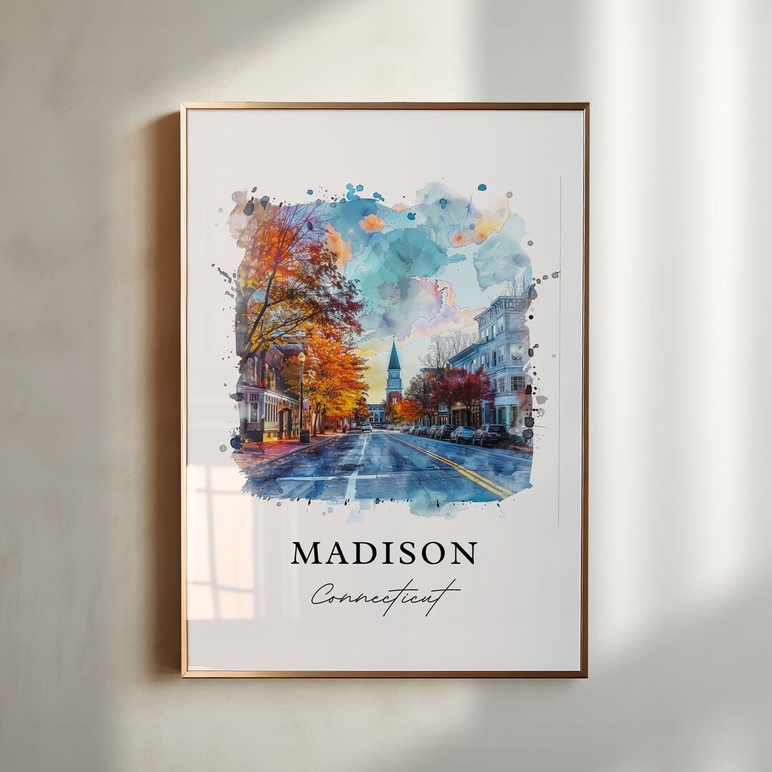 Madison CT Wall Art, New Haven CT Print, Madison Watercolor, Madison ...