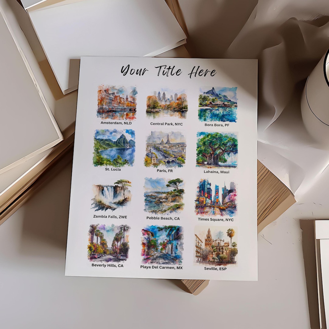 Personalized Travel Destinations Print, Study Abroad Art, Holiday ...